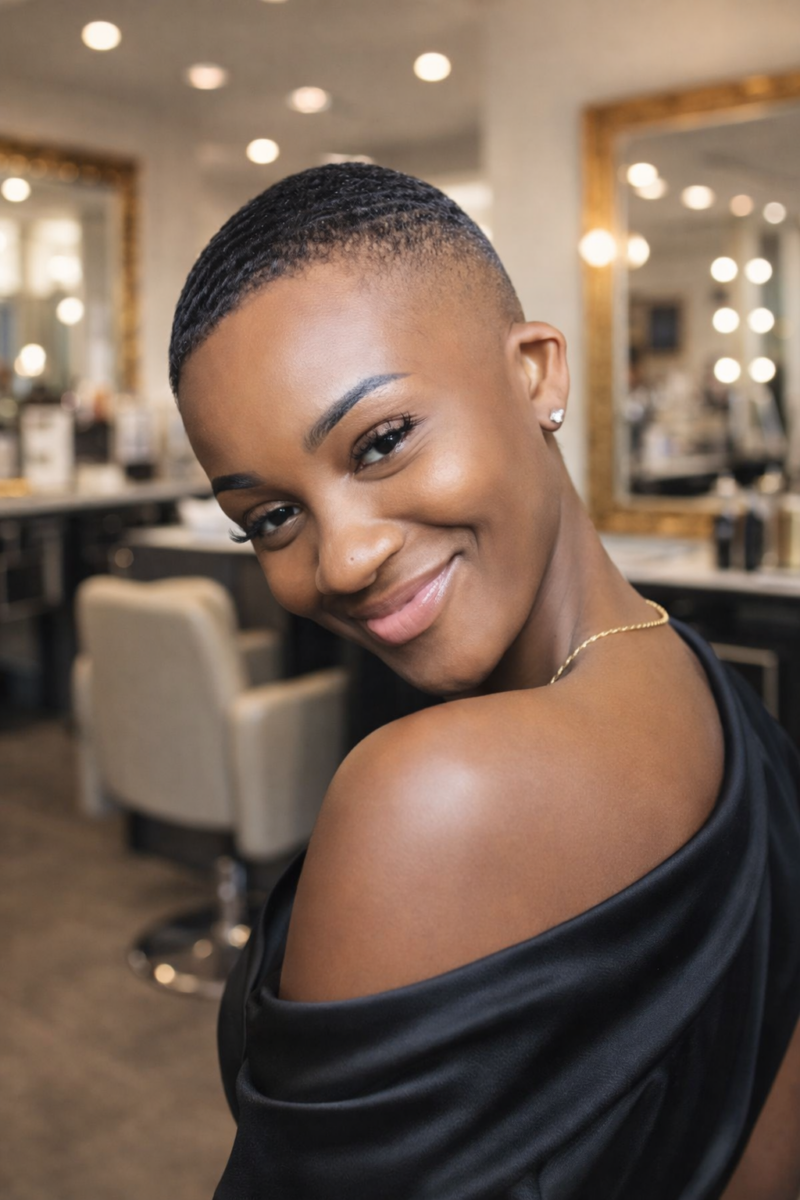 Natural Afro Looks with a Light Fade Edge