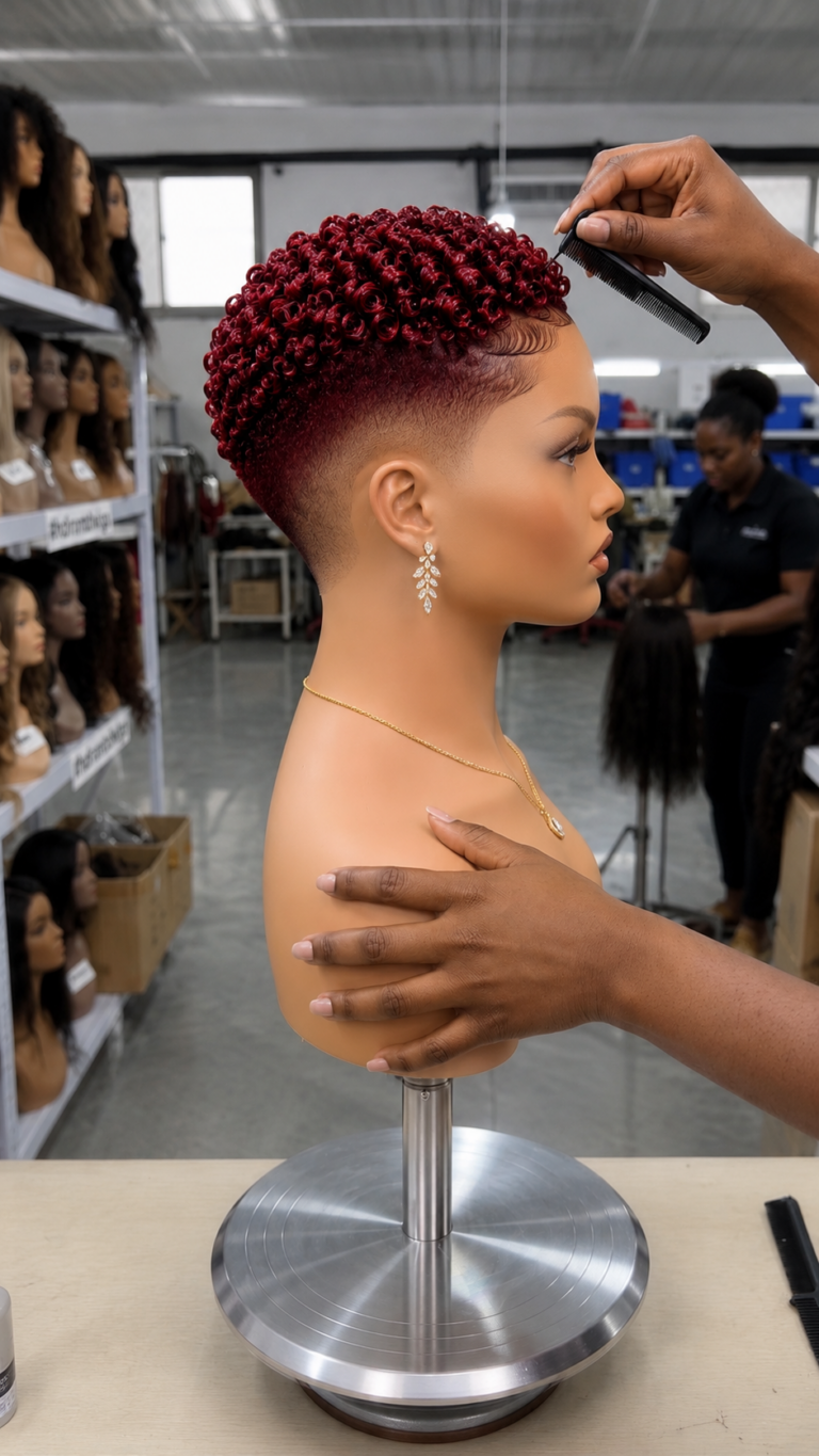 Where To Buy A Burgundy Curly Pixie Wig Like This Stunning Salon ...
